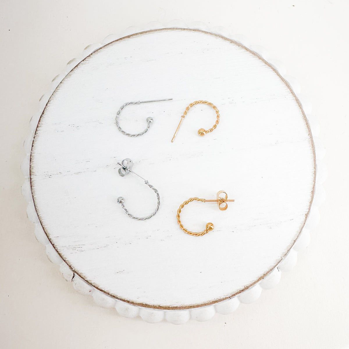 Stainless Steel Mini Hoops with Ball----> Choose Gold or Silver ( NEW – Campbells and Chaos