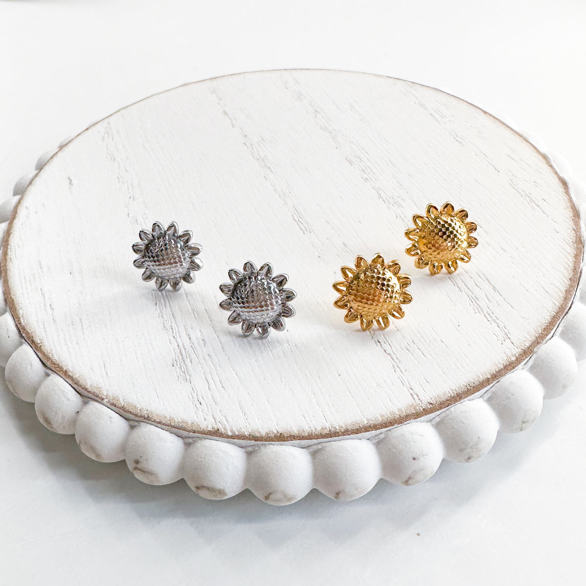 Premium 18k Gold Plated and Stainless Steel SUNFLOWER STUDS! ------> C – Campbells and Chaos