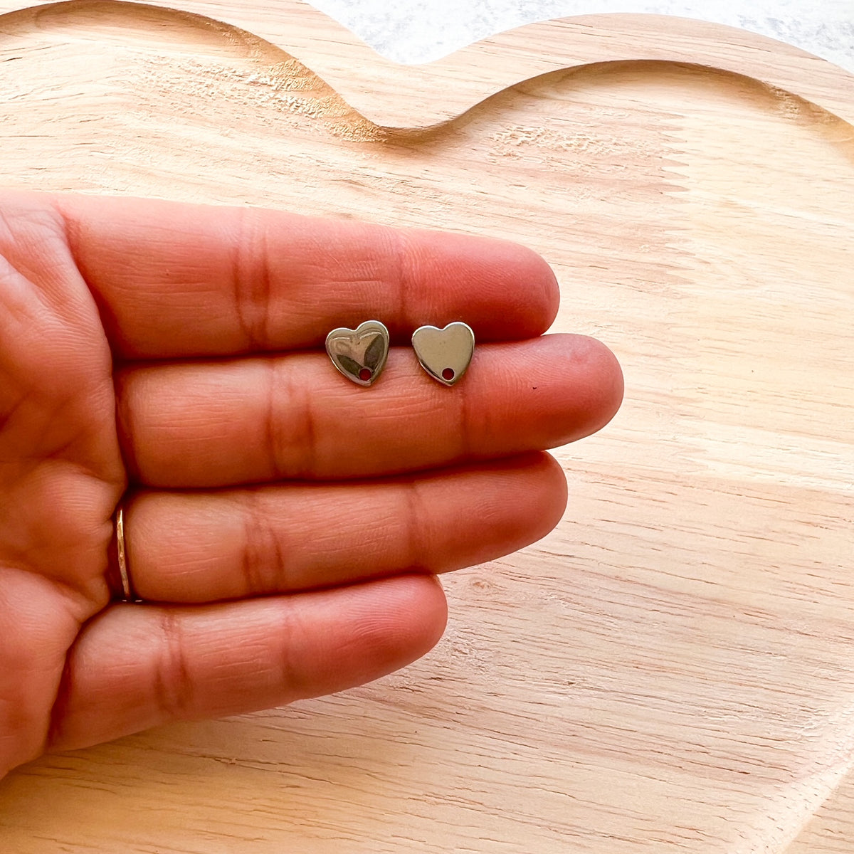 Mini Heart Stud Connectors SILVER Stainless Steel Stud Connectors – Campbells and Chaos