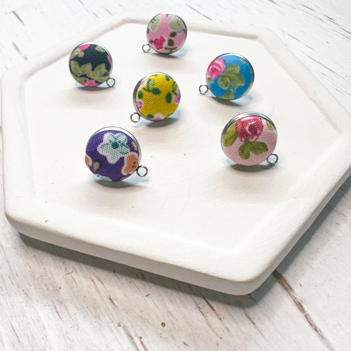 Floral Fabric 12mm Domed Earring Topper---->Lots of Colors! (NOW IN MU ...