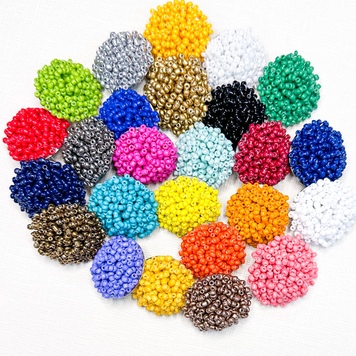 30mm Pom Style Seed Bead Studs 100% Stainless Steel Bases ...