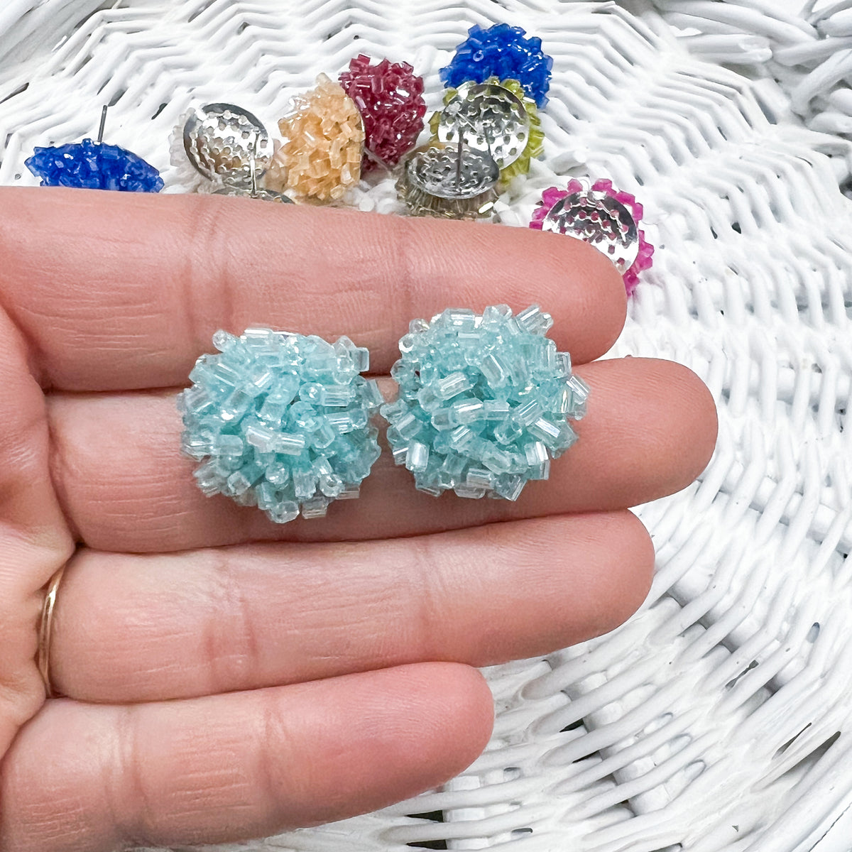 Tube Bead 20mm IRIDESCENT Beaded Stud/Toppers – Campbells and Chaos