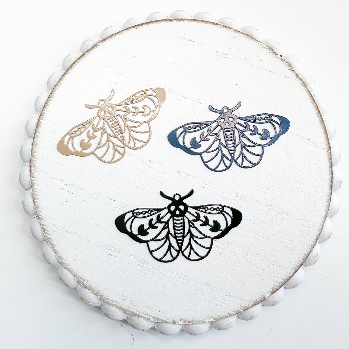 LCM Laser Cut MOTH Filigree Metal Charms and Connectors 5 pairs ...