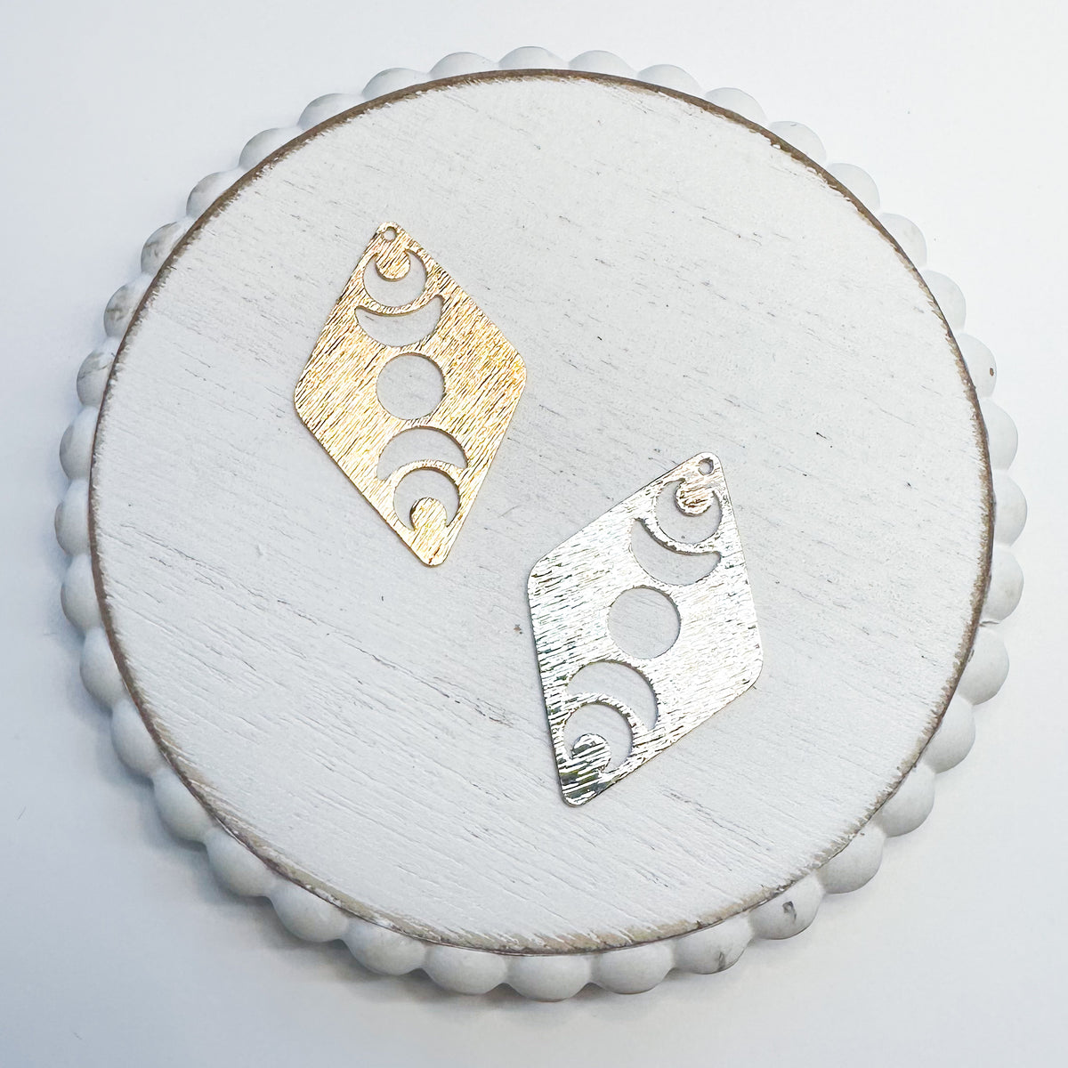 BC DIAMOND MOON PHASE Brass Metal Charms 5 pairs-------> You choose th ...