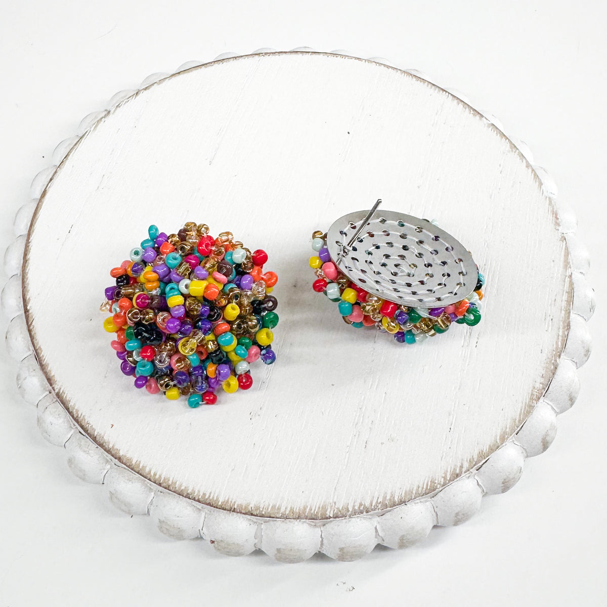 30mm Pom MIXED Seed Bead Studs 100% Stainless Steel Bases ...